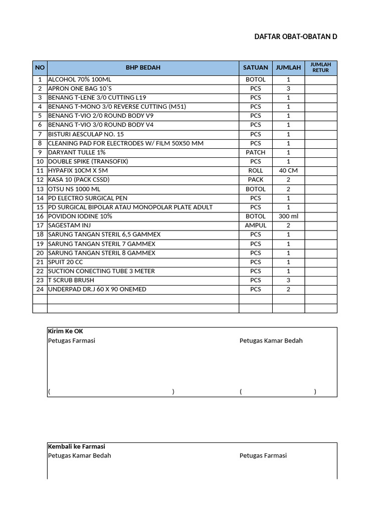 Obat & Bhp Roi Plate Fr Radius-ulna | PDF | Clinical Medicine | Medical ...