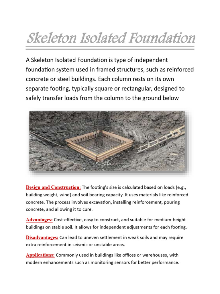 Skeleton Isolated Foundation (Bulding Constructure) 2 | PDF