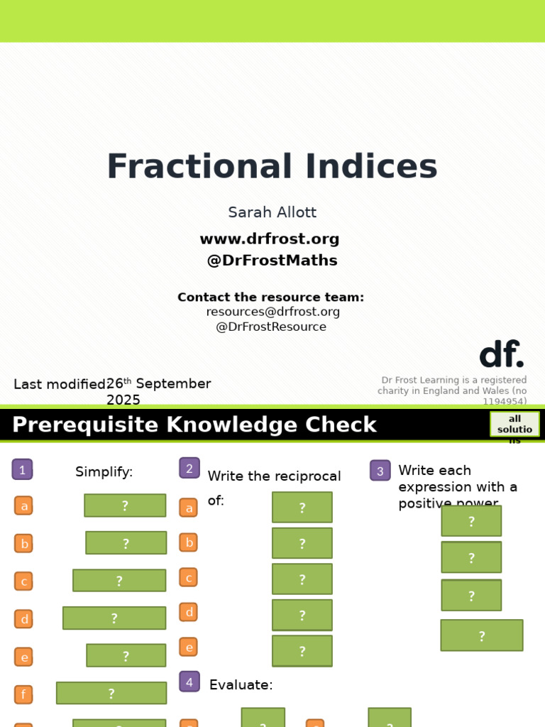 Fractional Indices - Lesson | PDF | Discrete Mathematics | Elementary ...