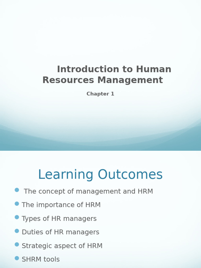 Introduction to Human Resources Management | PDF | Human Resource ...
