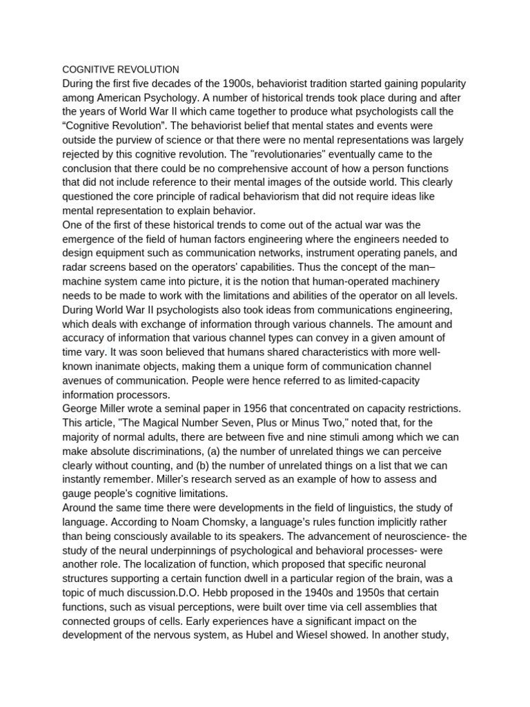 Cognitive Revolution | PDF | Cognitive Science | Cognition