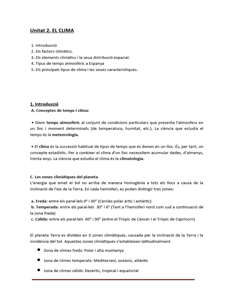 Tema. El Clima | PDF