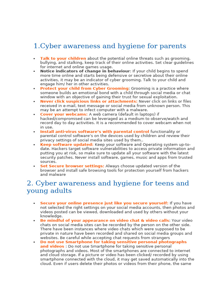 Cyber Safety Tips for Parents and Teens | PDF | Computer Security ...