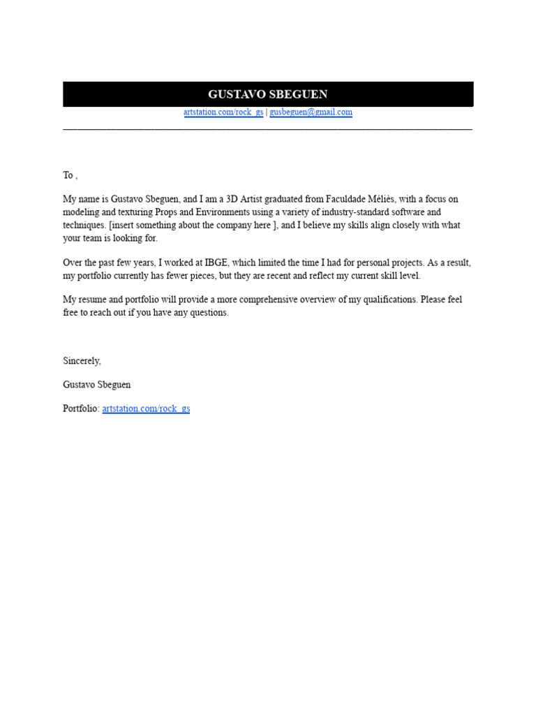 Cover Letter Ingles | PDF