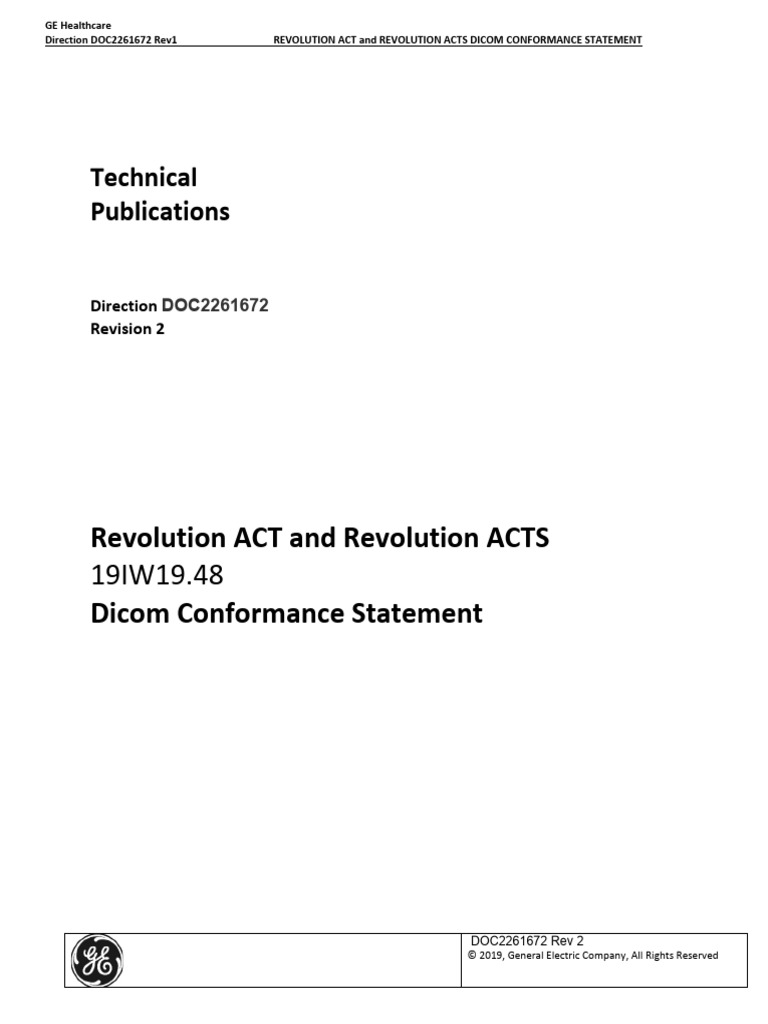 GEHC DICOM Conformance Revolution ACT and ACTs DOC2261672 Rev2 | PDF ...