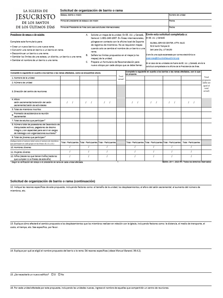 Ward or Branch Organization Application | PDF