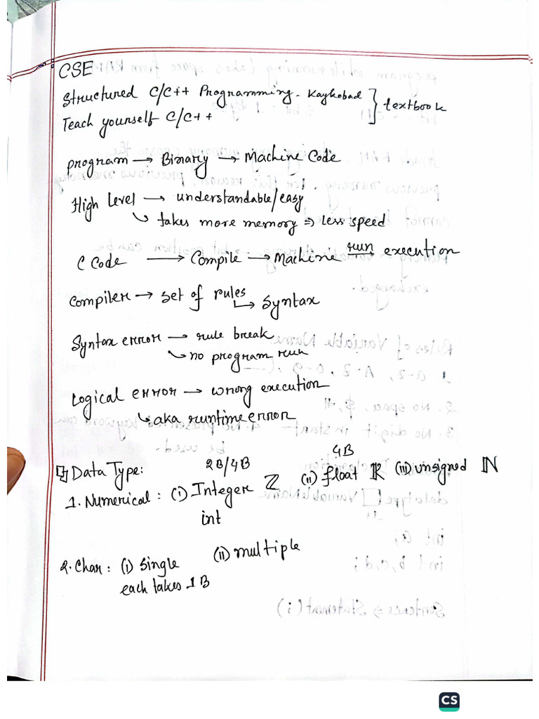 Cse Note Upto 3rd Week (2406057) | PDF