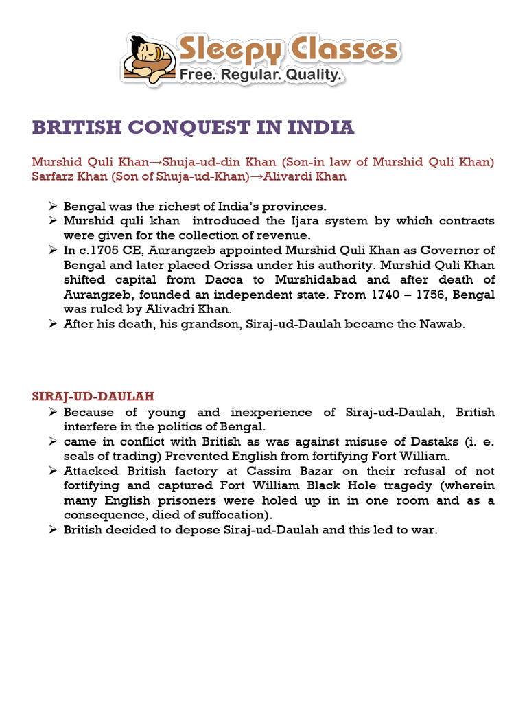 BRITISH CONQUEST IN INDIA | PDF | Military Of British India | British India