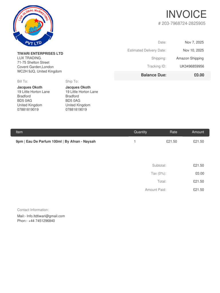 Invoice 203-7968724-2825905 | PDF