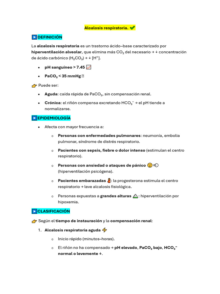 Alcalosis Respiratoria: Causas y Tratamiento | PDF | Especialidades ...