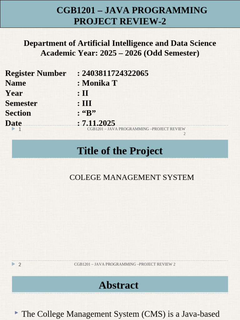 CIA 2 - Project Review 2 Java (Monika | PDF | Object Oriented ...