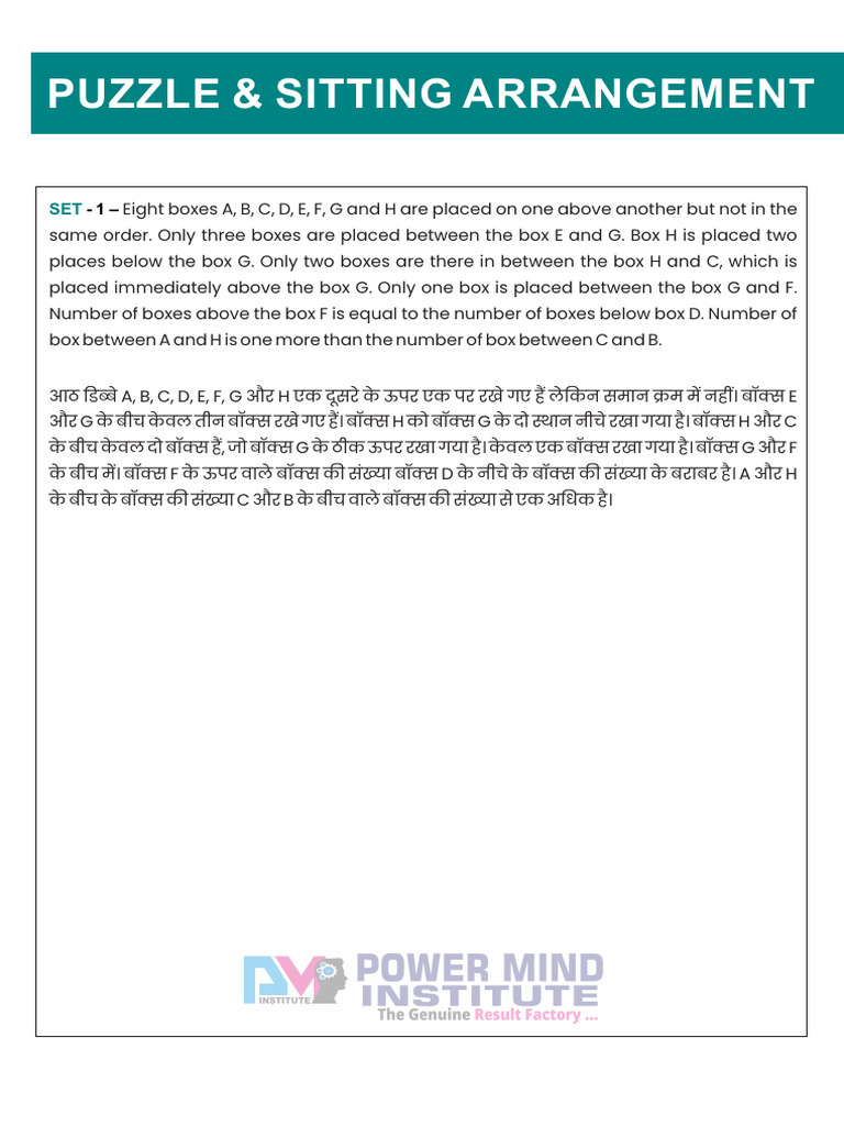 Course - Puzzle & Sitting Arrangement - 1757768525695 | PDF