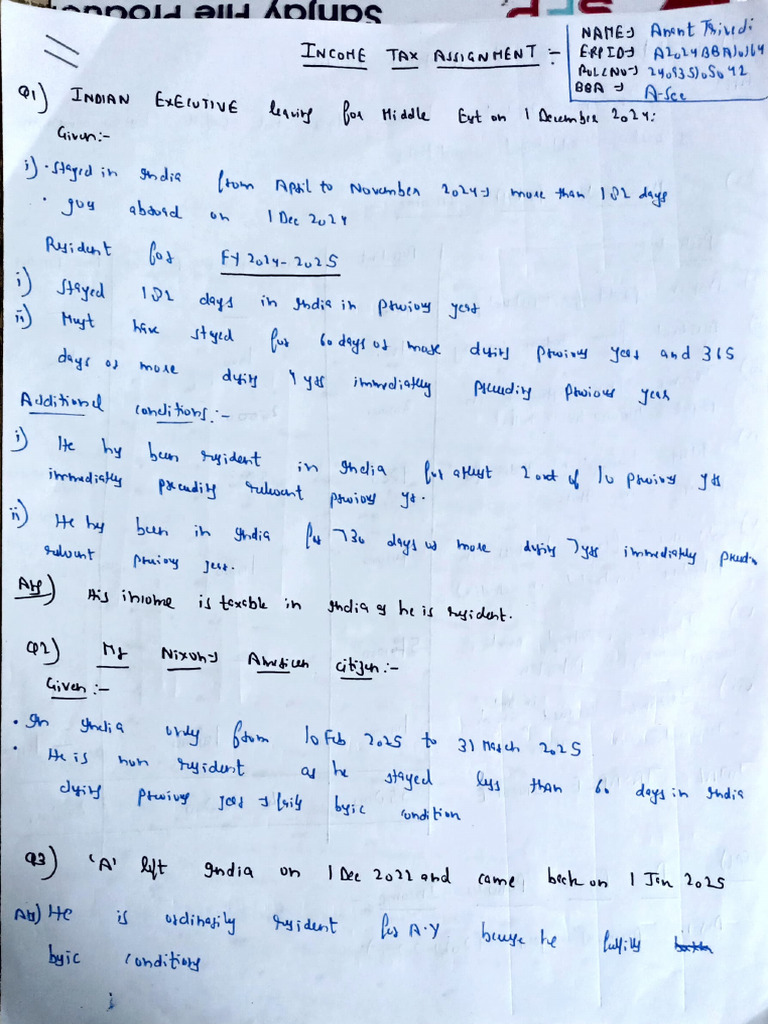 Residential Status Assignment | PDF