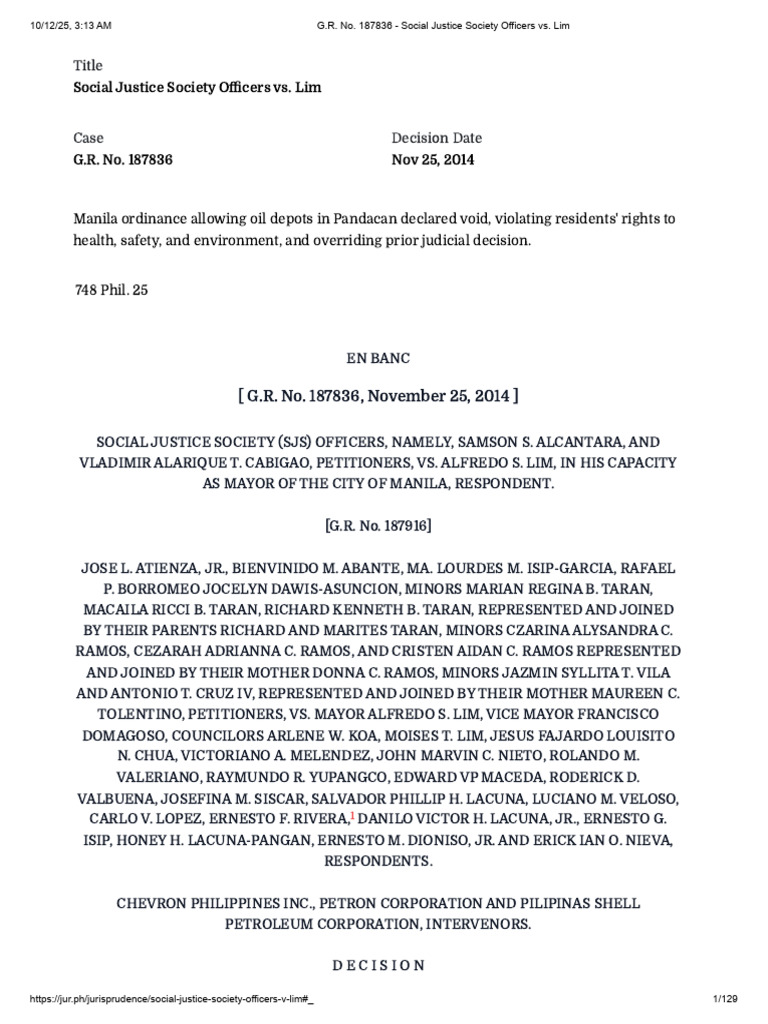 G.R. No. 187836 - Social Justice Society Officers vs. Lim | PDF ...