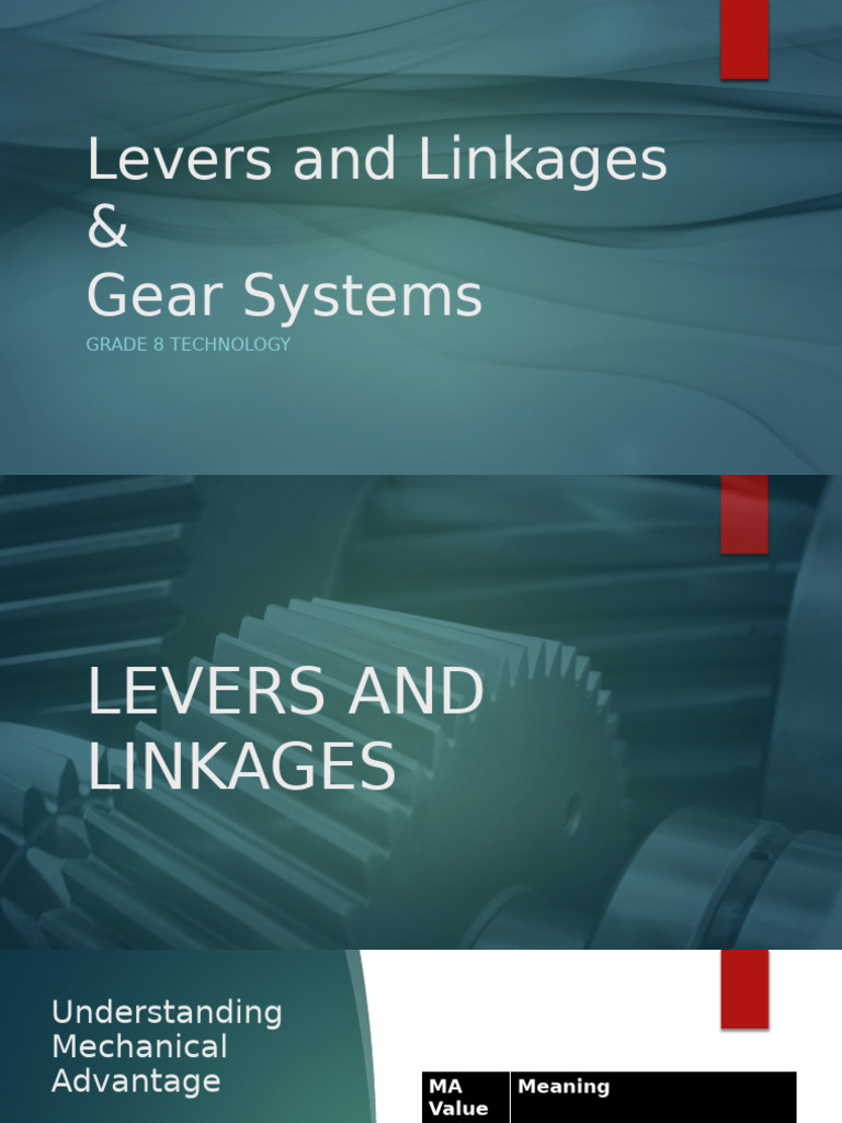 Levers and Linkages & Gear Systems: Grade 8 Technology | PDF | Lever ...