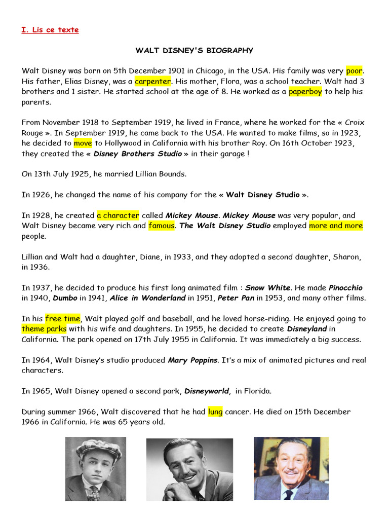 Walt Disney's Life and Achievements | PDF | Walt Disney | The Walt ...