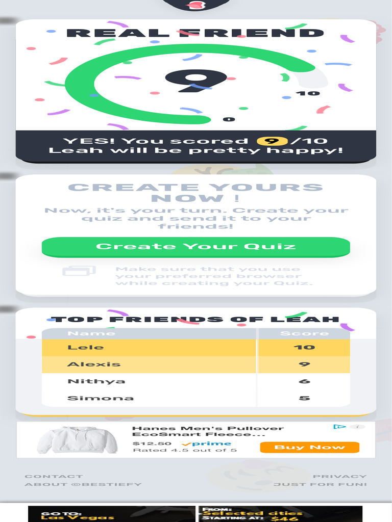 Beat This Quiz & Prove You'Re A Real Friend - Bestiefy | PDF