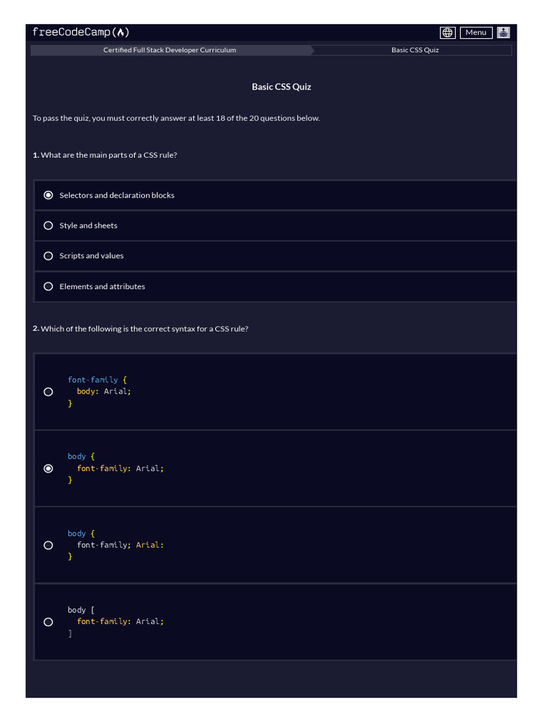 Basic CSS Quiz - Basic CSS Quiz - Learn | PDF | Html Element | Computer ...