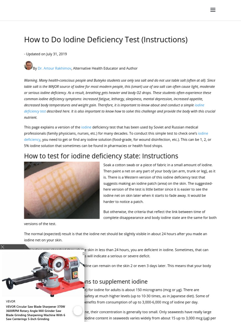 How To Do Iodine Deficiency Test (Instructions) | PDF | Cough | Human ...