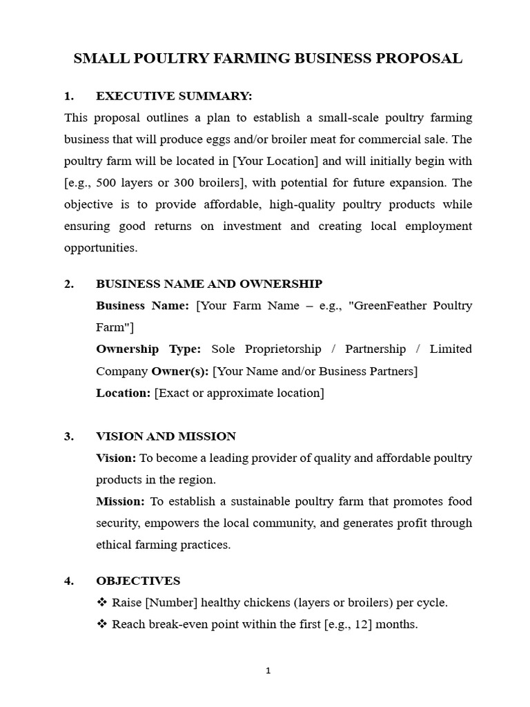 Small-Scale Poultry Farming Proposal | PDF | Poultry Farming | Chicken