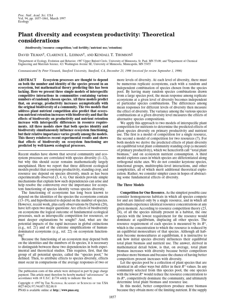 PNAS-1997-Tilman-1857-61 | PDF | Biodiversity | Ecosystem