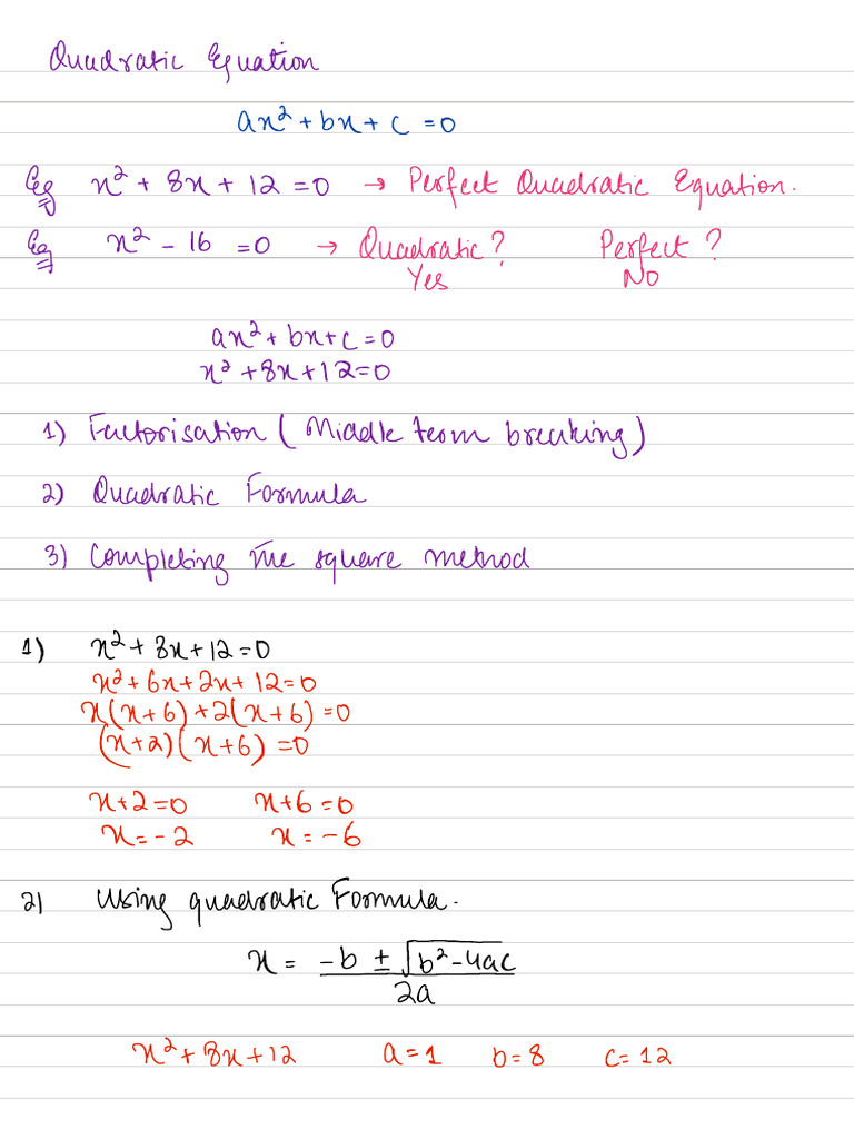 Quadratic Equations 9E | PDF