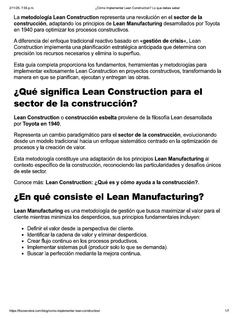 Lean Construction Basico | PDF