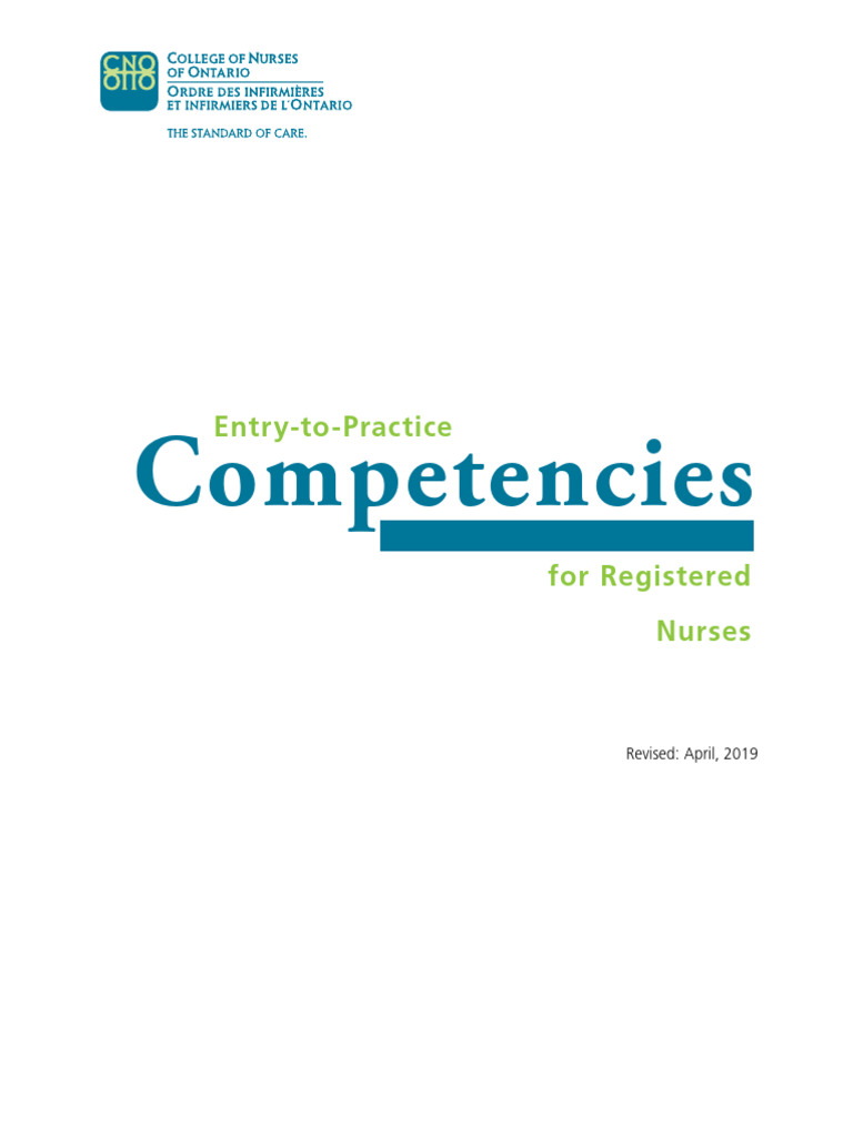 Entry To Practice Competencies 2020 CNO | PDF | Nursing | Patient Safety