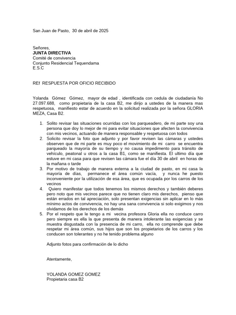 Respuesta Oficio Tequendama | PDF