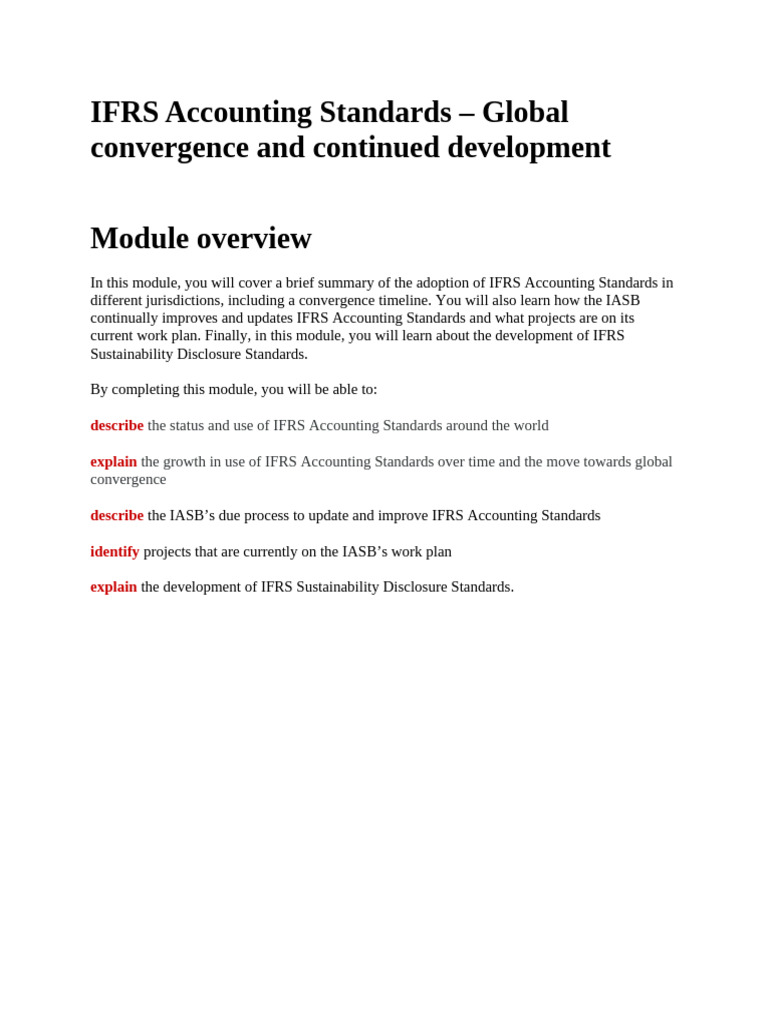 MOD 2 IFRS Accounting Standards Global Convergence and Continued ...