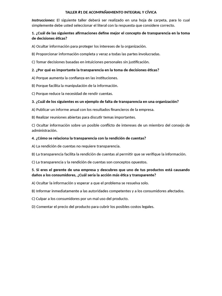 Taller 1 De Acompañamiento Integral Y Cívica Pdf