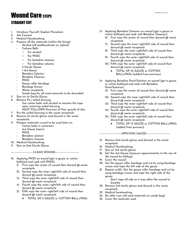 Wound and Urine Testing Care Steps | PDF