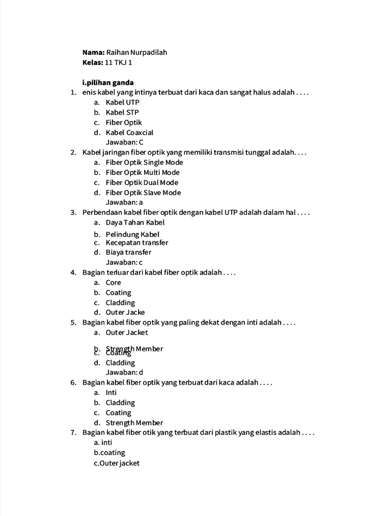 PDF Contoh Soal Fiber Optic Compress | PDF