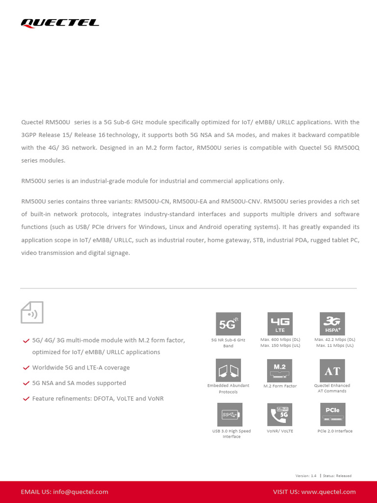 Quectel_RM500U | PDF | Computer Engineering | Computer Architecture