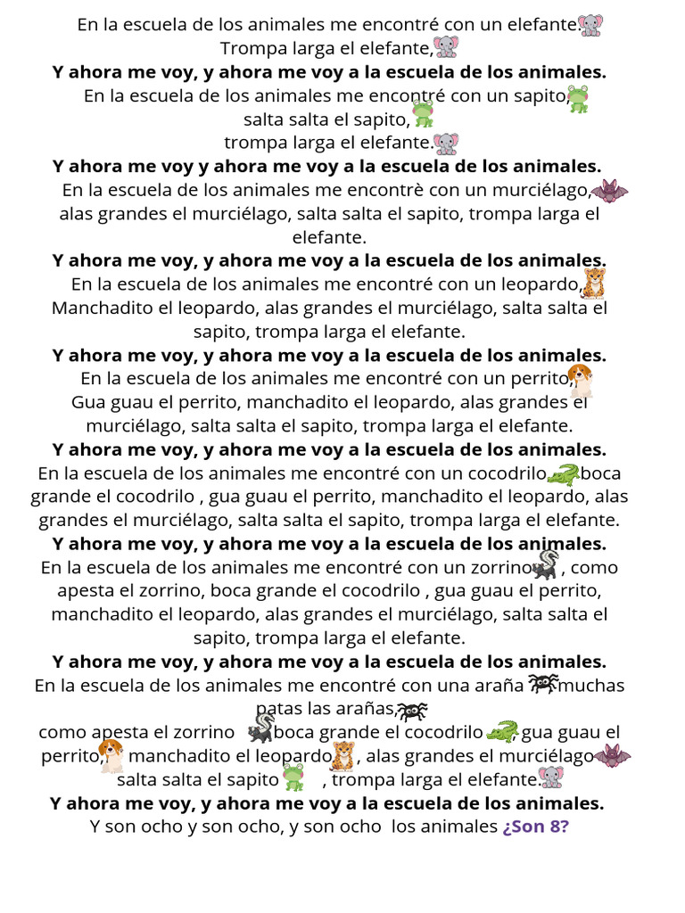 En La Escuela de Los Animales Me Encontré Con Un Elefante. Trompa Larga ...