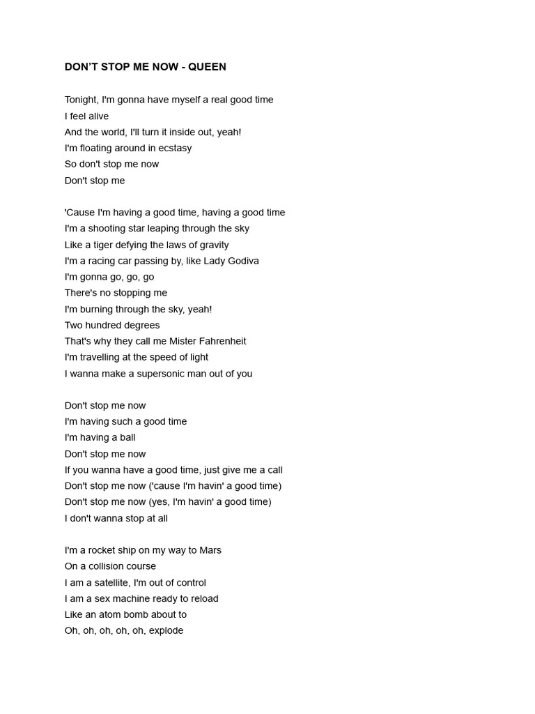 Don't Stop Me Now - Queen | PDF
