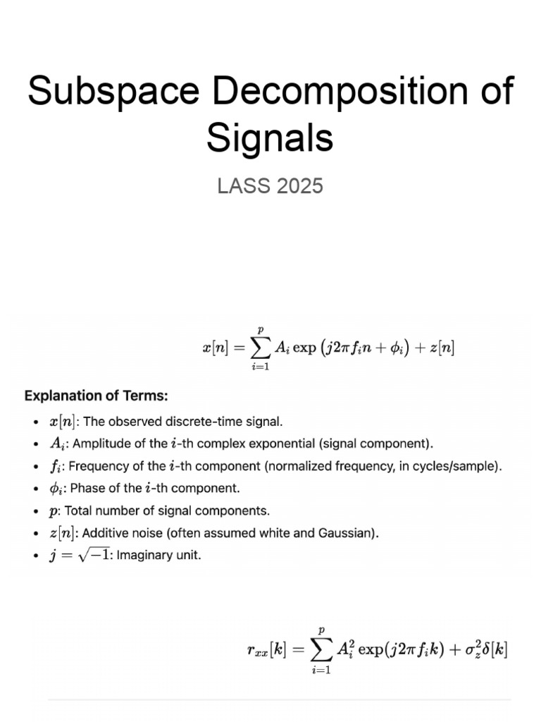 Subspace Decomposition of Signals | PDF