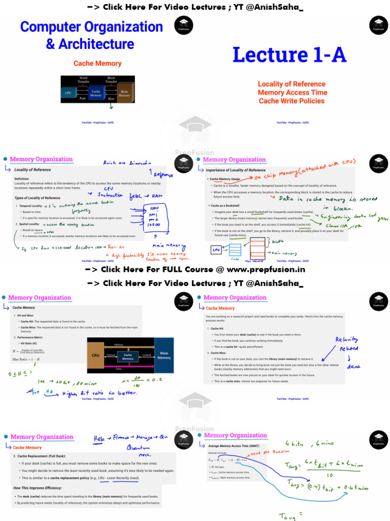 Chapter 6 Cache Memory Printable 4in1 | PDF