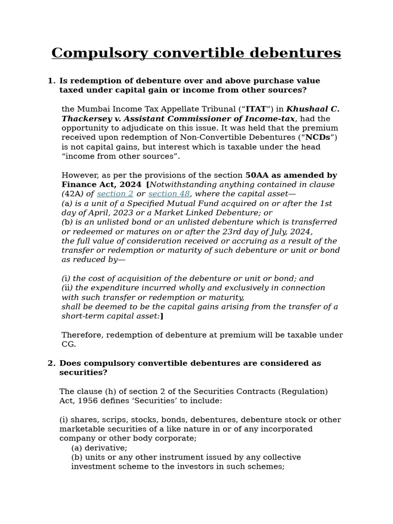 Compulsory Convertible Debenture | PDF | Securities (Finance) | Capital ...
