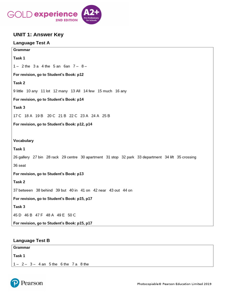 PTE Academic Language Test Answer Key | PDF