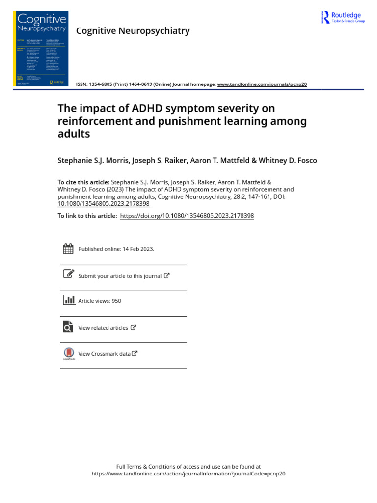 The Impact of ADHD Symptom Severity On Reinforcement and Punishment ...