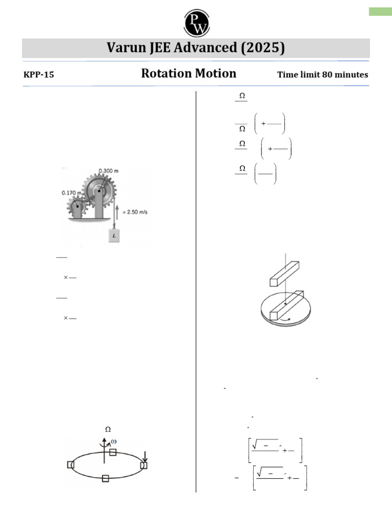 JEE Advanced 2025 Rotation Motion Problems | PDF | Rotation Around A ...