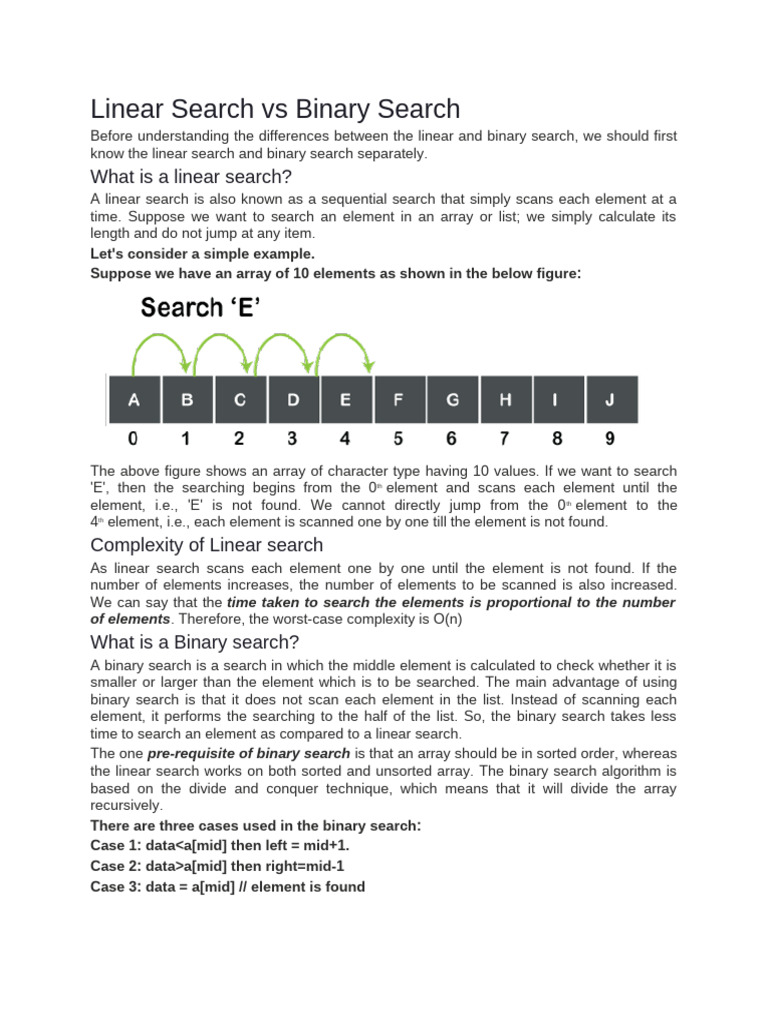 Linear Search vs Binary Search | PDF | Computer Programming | Theoretical Computer Science