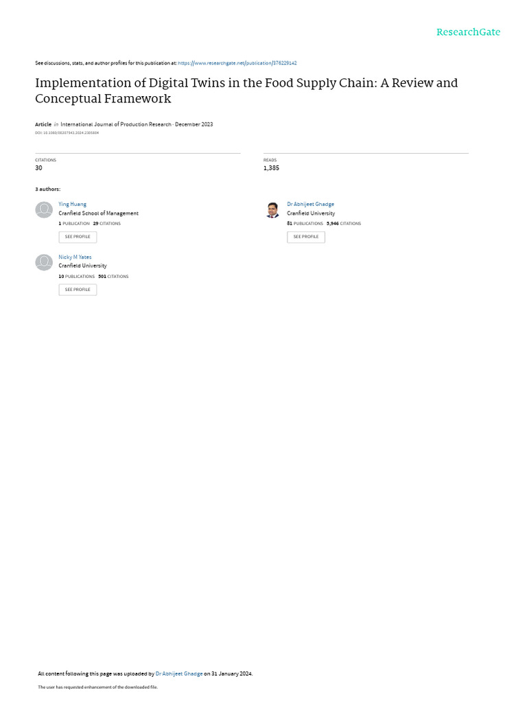 2023 Implementation of Digital Twins in The Food Supply Chain - A ...