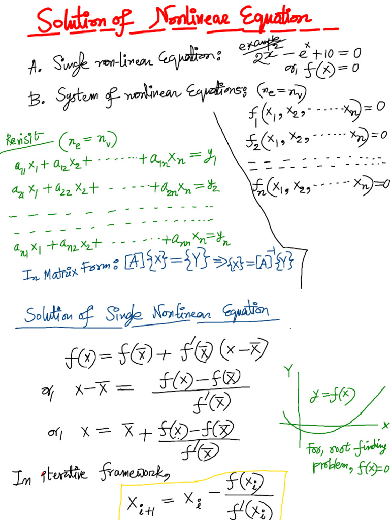 Solution of Single and Multiple Nonlinear Equations | PDF