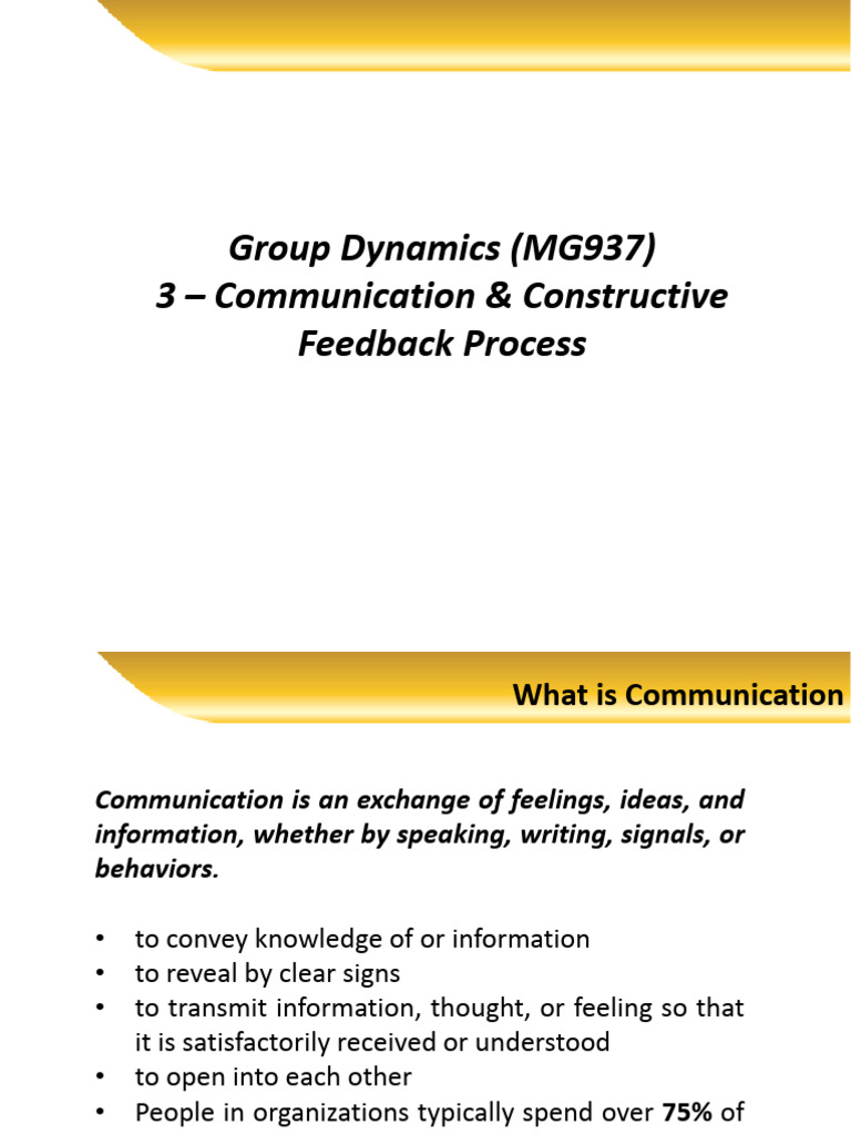 3 - Communication and Constructive Feedback Process | PDF | Nonverbal ...