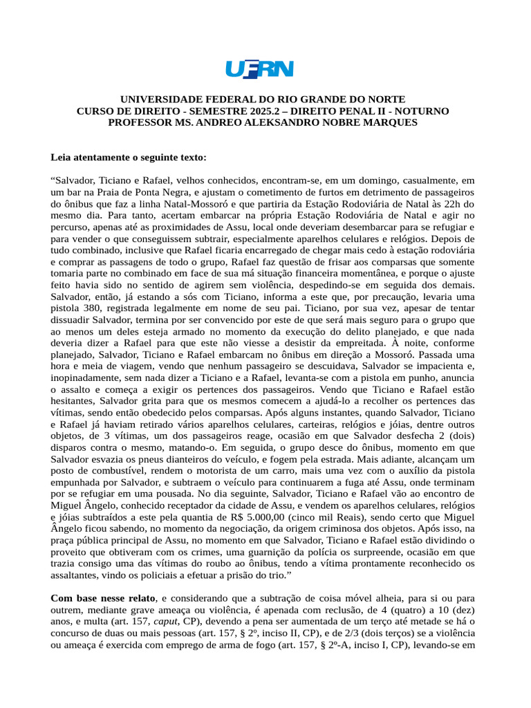 Caso Prático de Concurso de Crimes | PDF | Roubo | Crimes