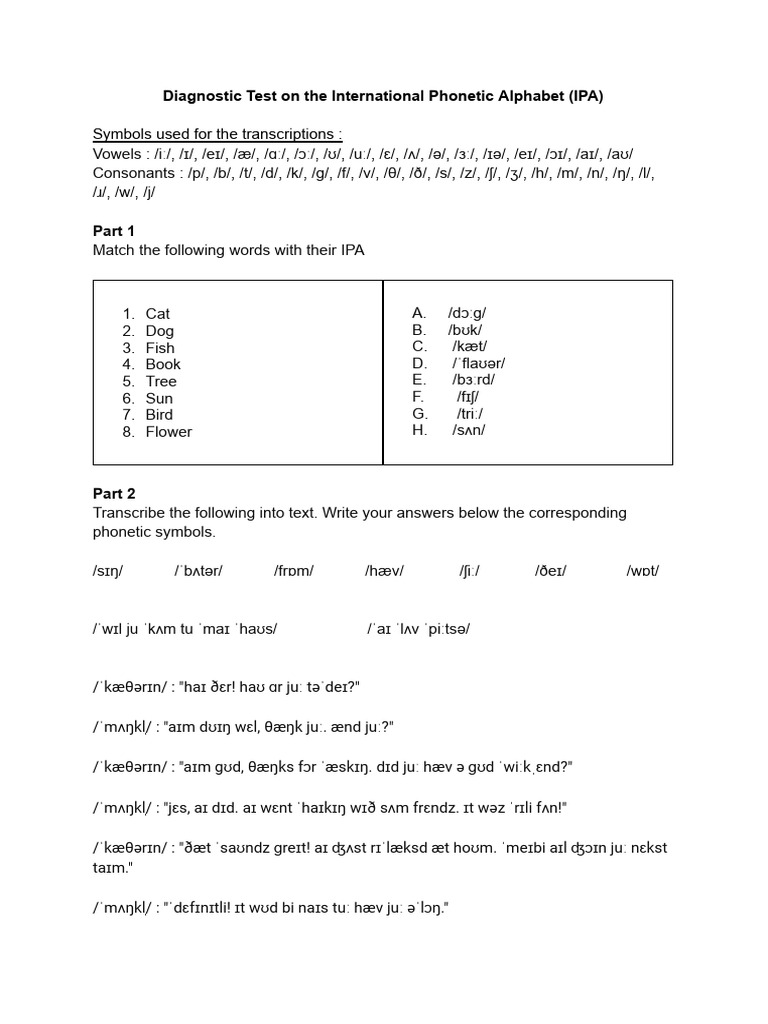 Test On The IPA | PDF