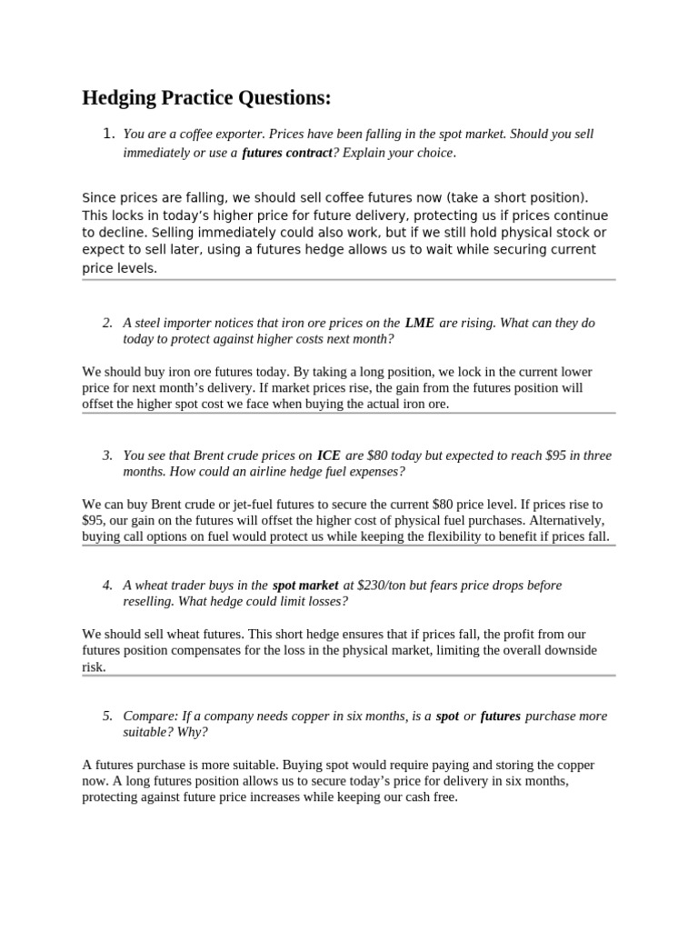 Module 9 - Hedging Practice Questions | PDF | Futures Contract | Hedge ...
