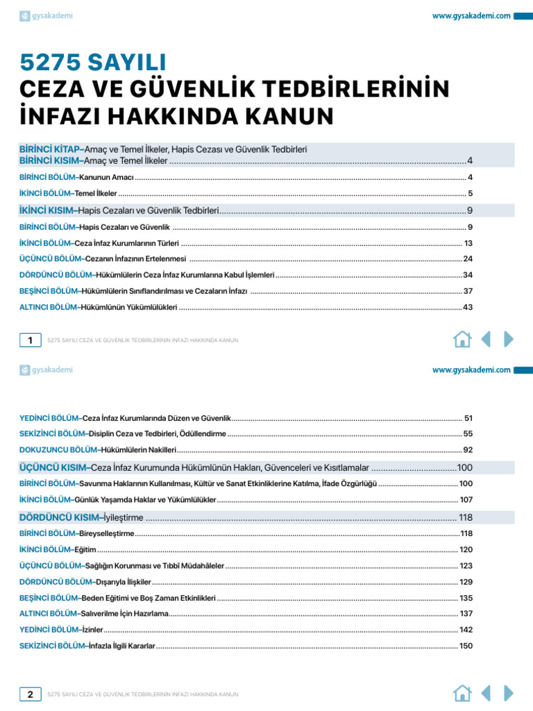 5275 Sayili Ceza Ve Guvenlik Tedbirlerinin Infazi Hakkinda Kanun | PDF